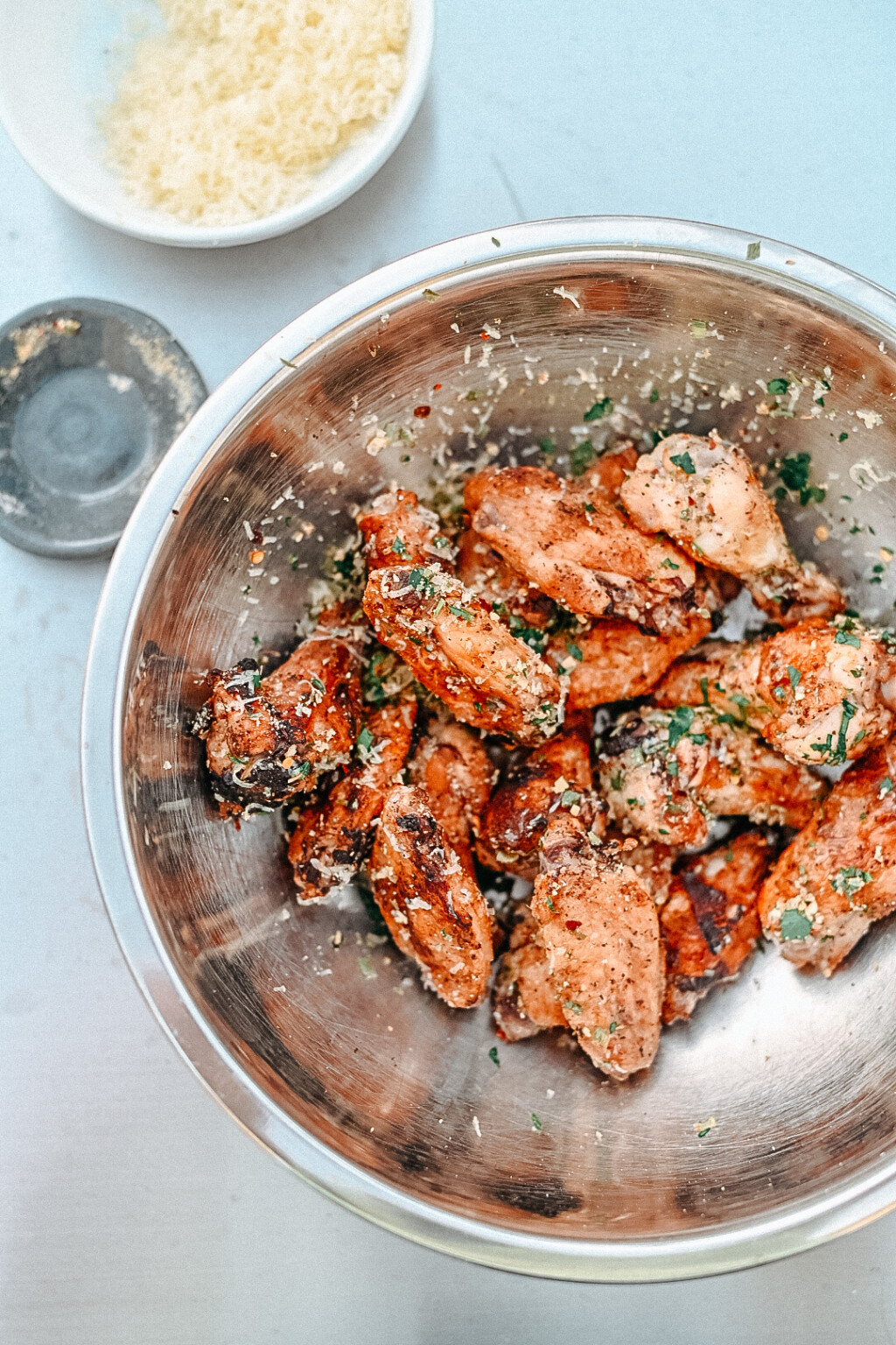 Grilled Pizza Chicken Wings - that's what she eats.